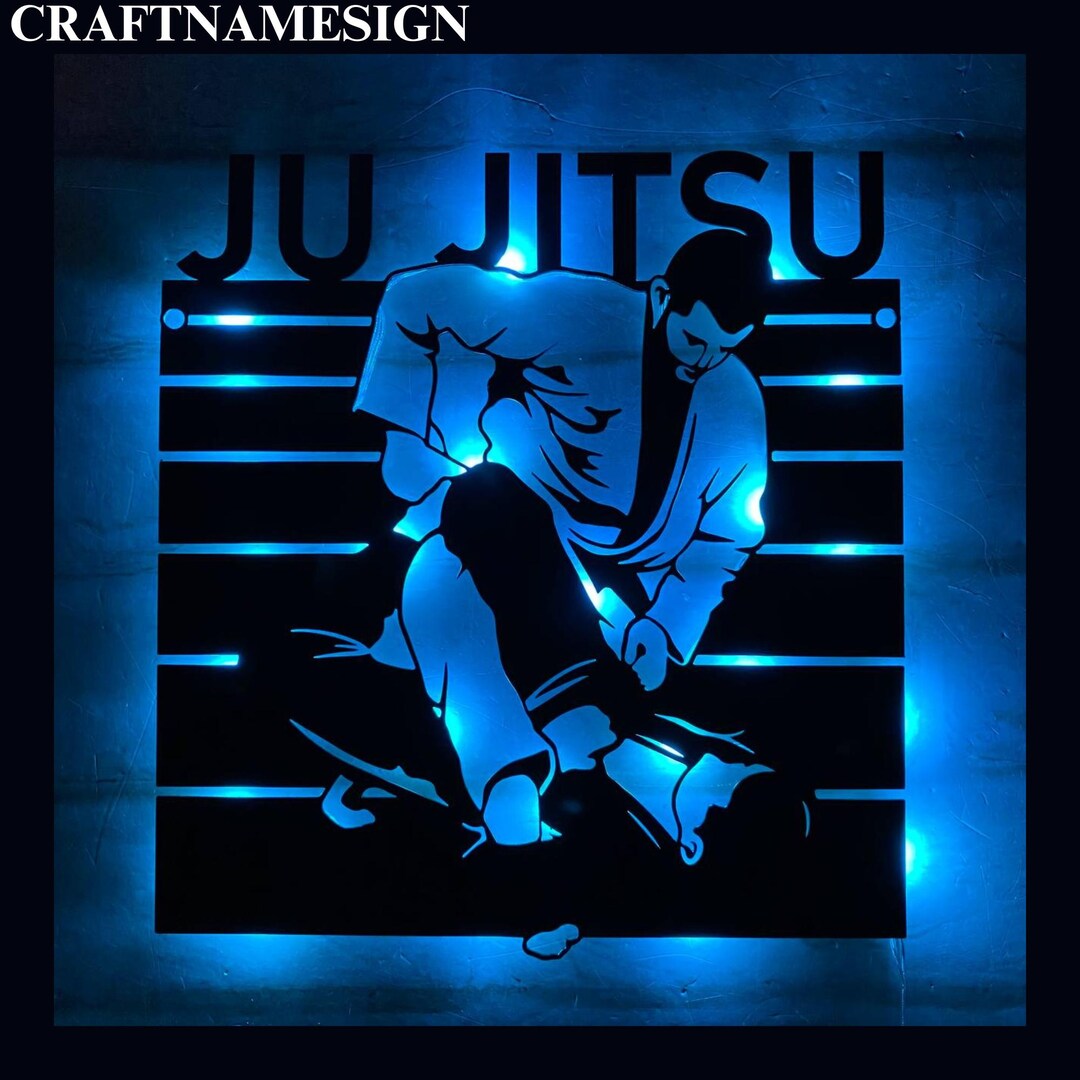 Personalized Brazilian Men Jiu Jitsu Metal Wall Art LED Light, Custom ...