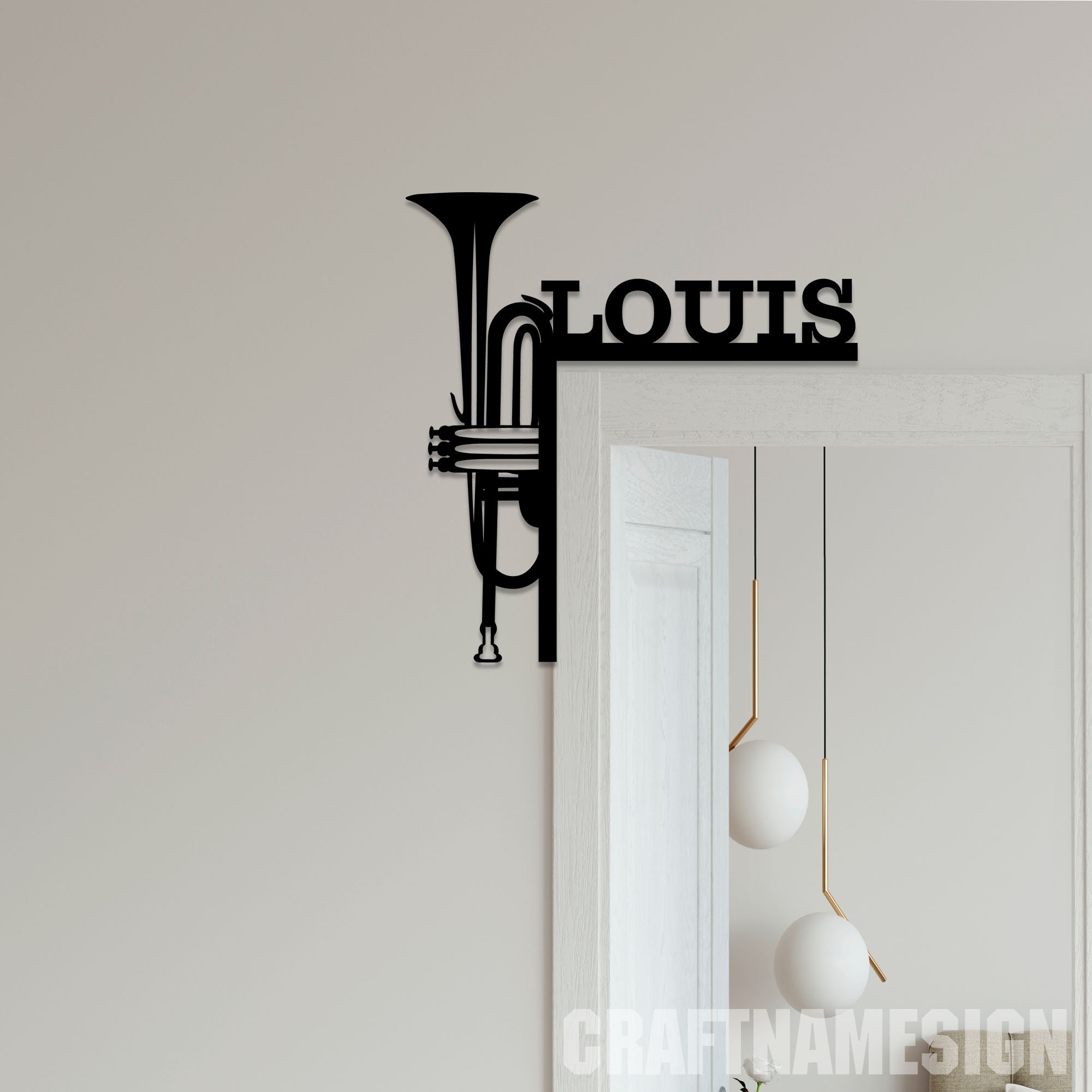 Custom Trumpet Door Corner Metal Wall Art, Trumpet Door Topper, Toilet ...