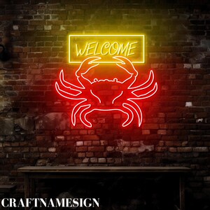 Crab Seafood Restaurant Welcome Led Sign, Crab Store Neon Sign, Custom ...