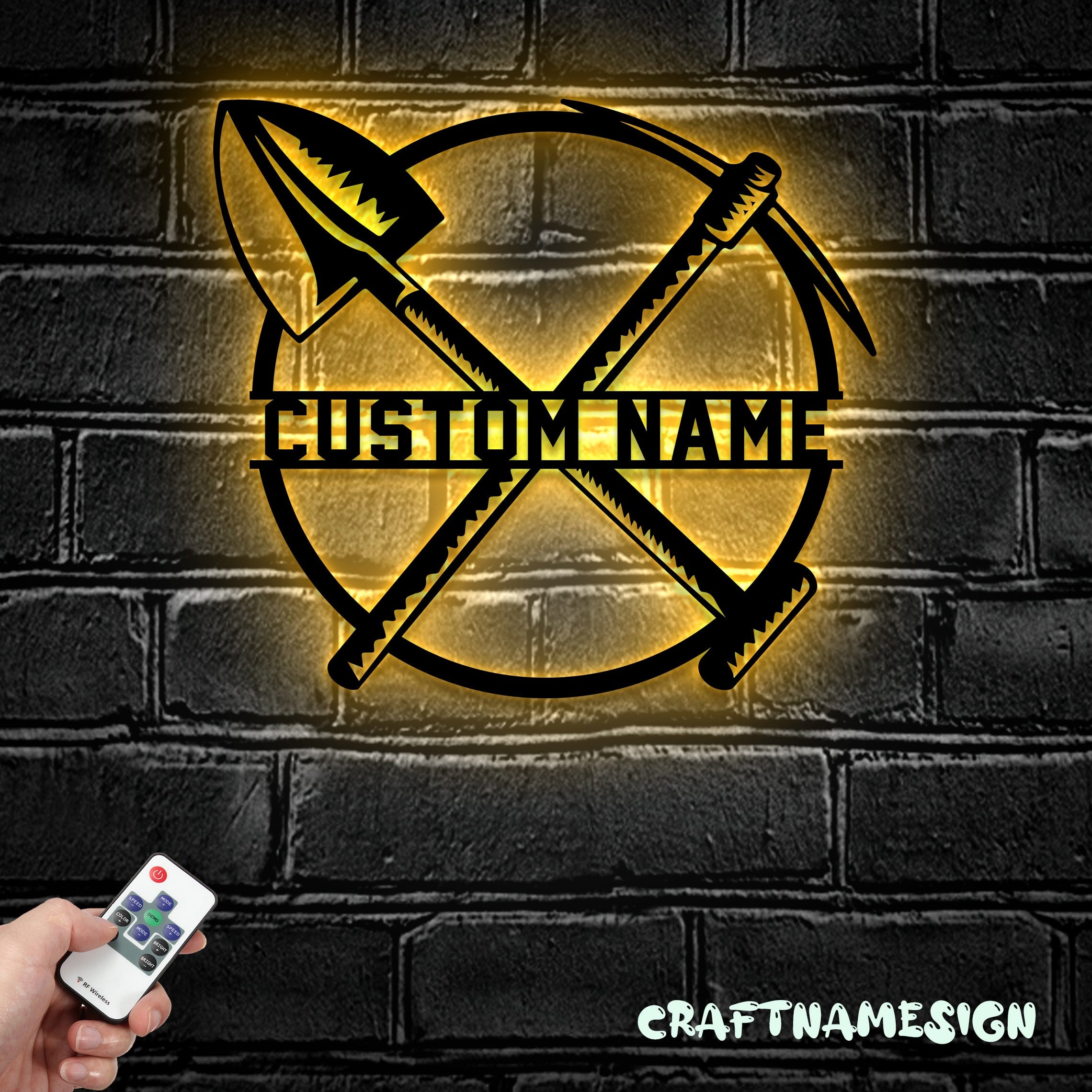 Custom Coal Mining Metal Wall Art Led Light Personalized Miner Name ...