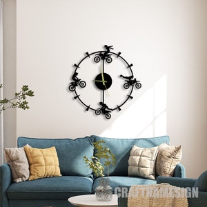 Bike DIY Metal Wall Clock Decoration, Wall Clock Unique for Home Decor ...