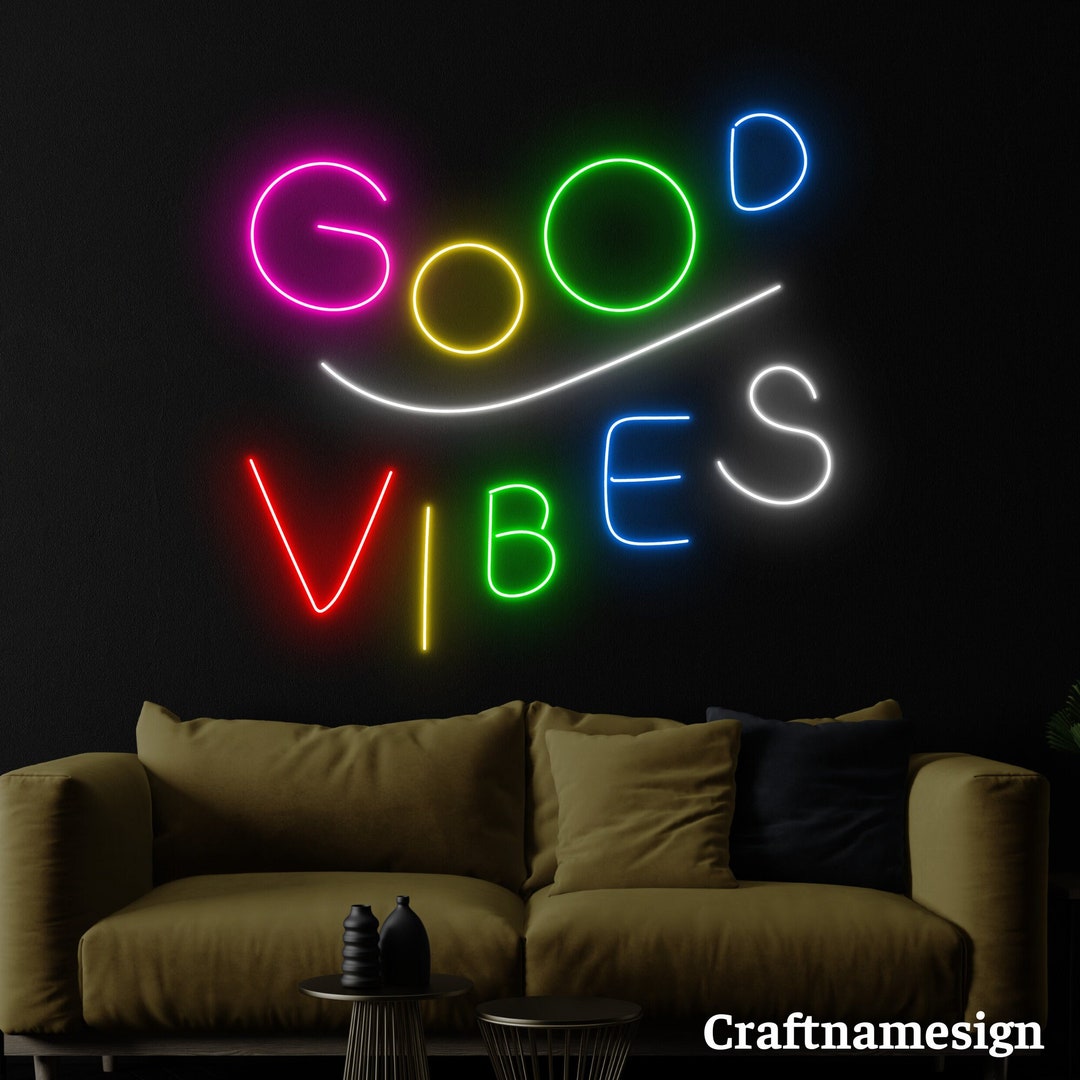 Good Vibes Led Sign, Good Vibes Neon Sign, Custom Neon Sign, Bar Pub ...