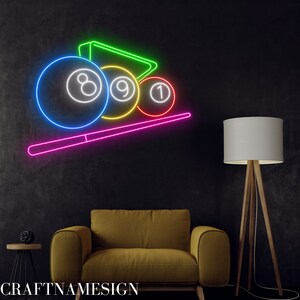 Billiards Ball Neon Sign, Billiards Led Sign, Billiards Pool Hall Neon ...