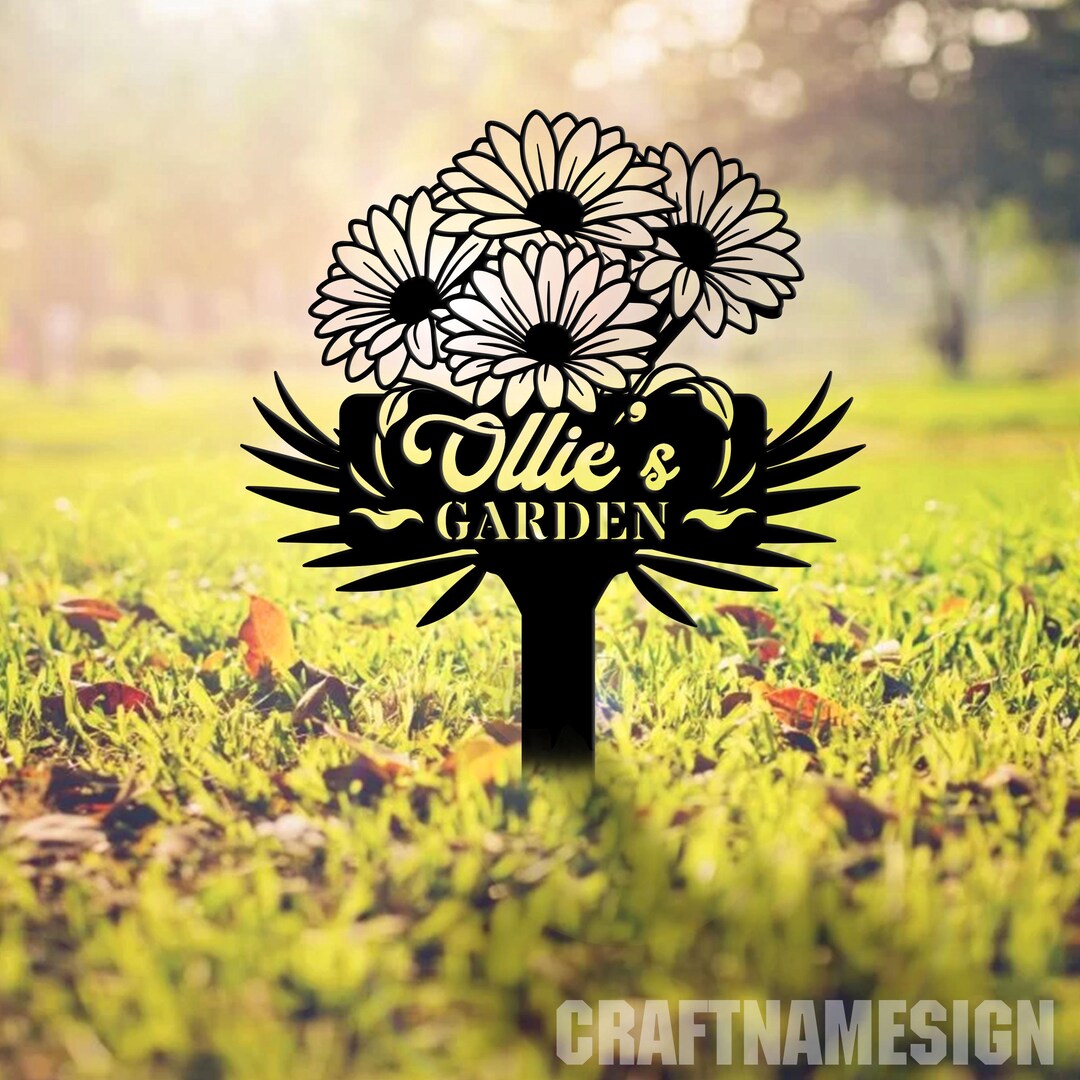 Custom Daisy Flower Garden Metal Yard Stake, Daisy Flower Metal Garden ...