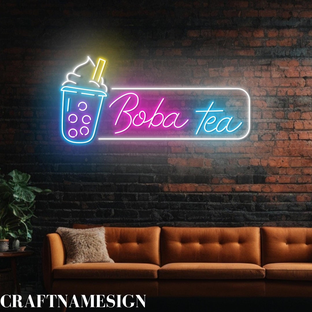 Boba Tea Logo Neon Sign, Bubble Tea Led Sign, Custom Neon Sign, Milk ...