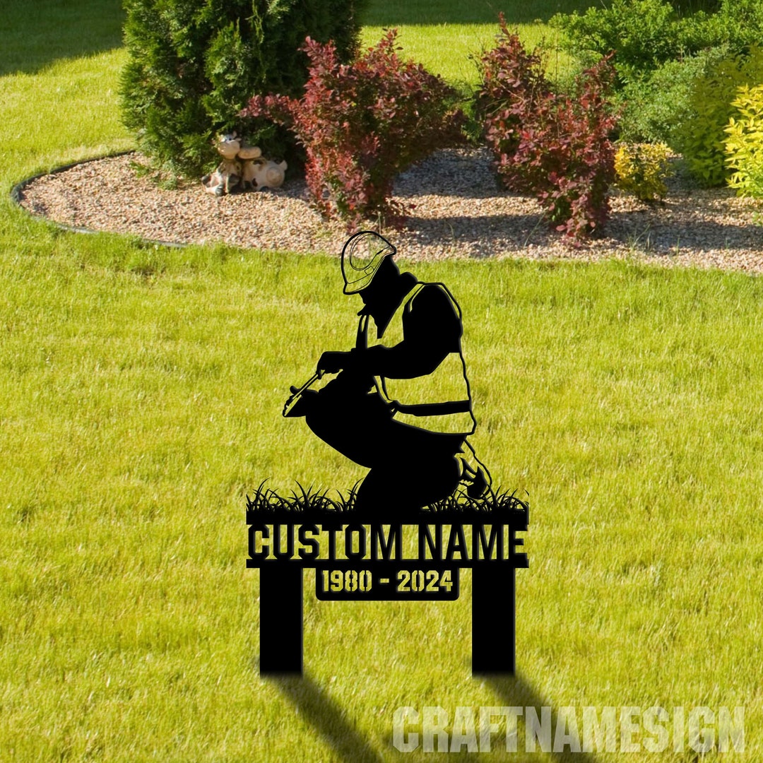 Custom Construction Workers Memorial Stake, Constructor Memorial Plaque ...