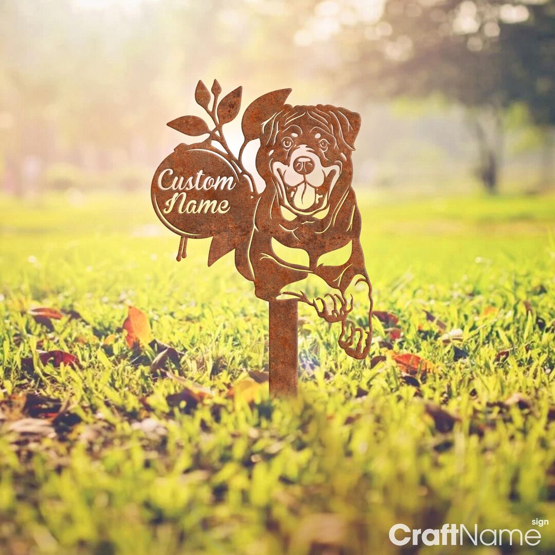 Personalized Rottweiler Dog Metal Garden Stake Decor, Outdoor Garden ...