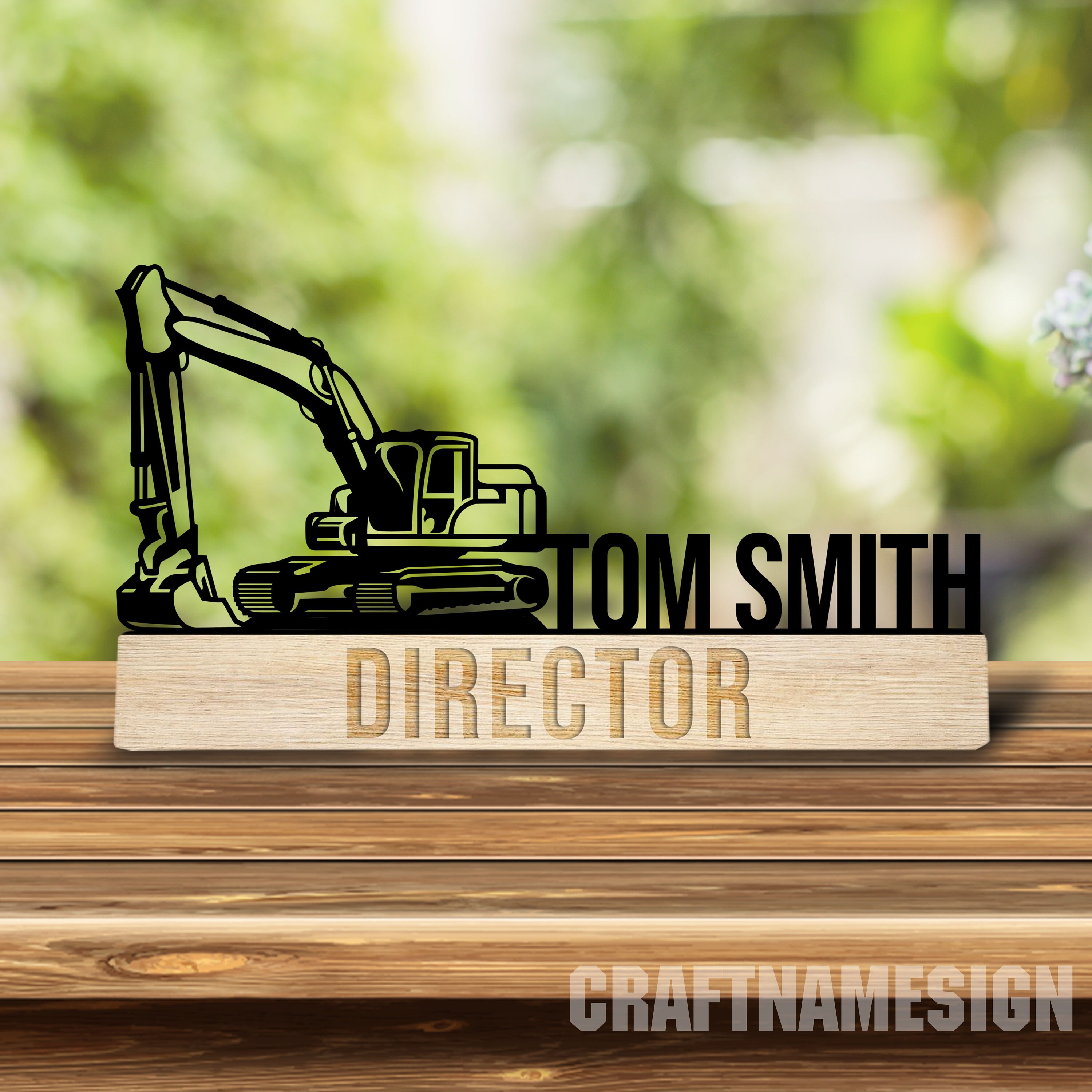 Custom Wooden Excavator Driver Desk Name Plate, Excavator Metal ...