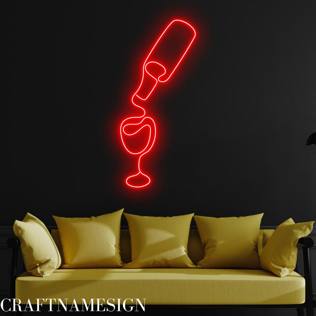 Wine Glass Bottle Led Sign, Wine Glass Neon Sign, Custom Neon Sign ...