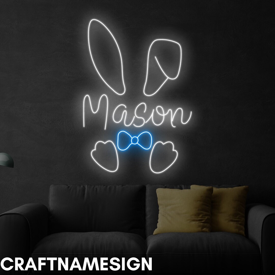 Custom Boy Name Bunny Neon Sign, Custom Name Rabbit Led Sign, Custom ...