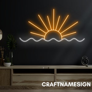 Sunset Wave Ocean Neon Sign, Sunset Wave Led Sign, Custom Neon Sign ...