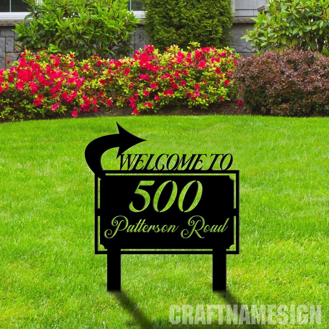 Custom Metal Adress Sign With Stakes, Home Address Sign, Metal Yard ...