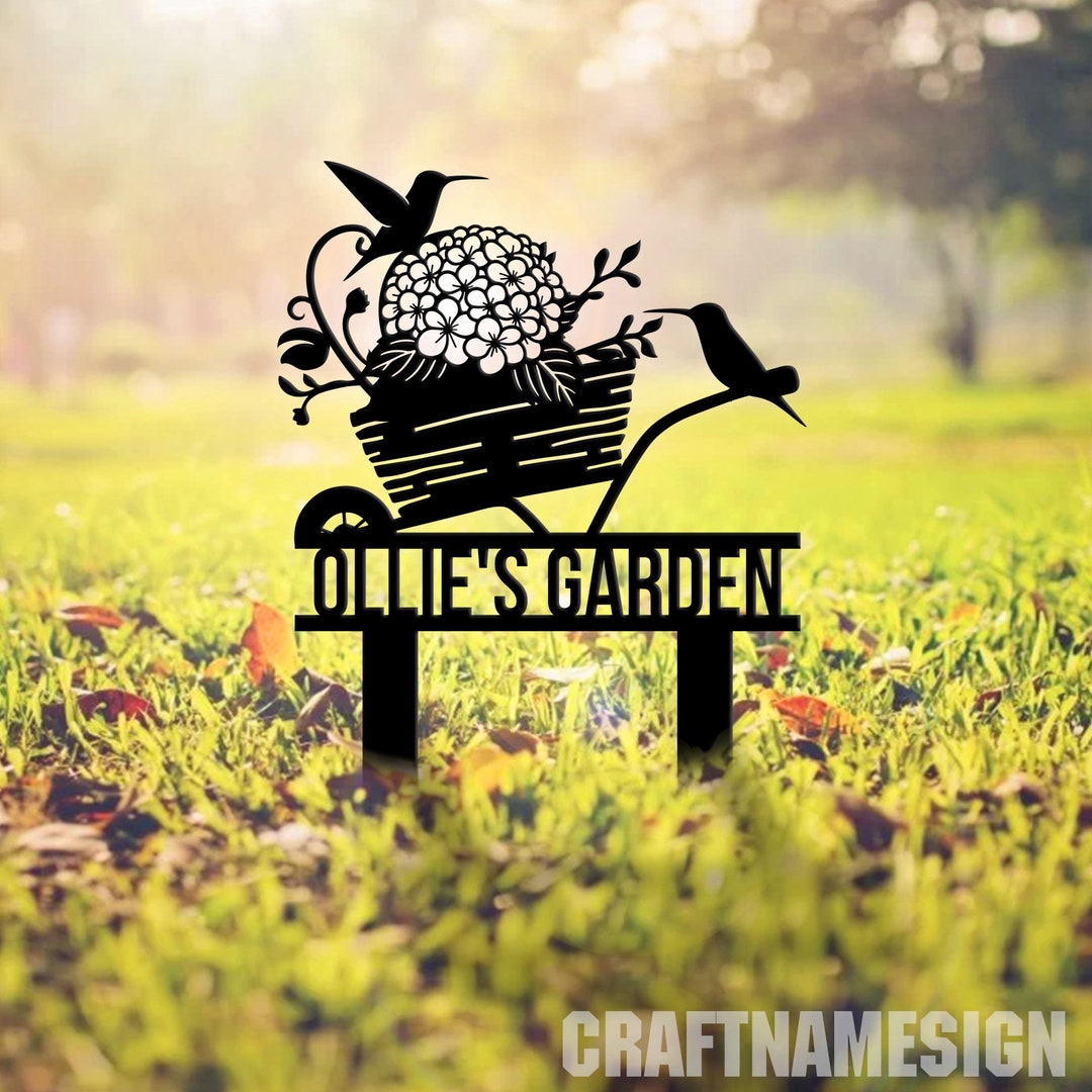 Custom Hydrangeas Stake With Bird Garden Decor, Metal Garden Stake ...