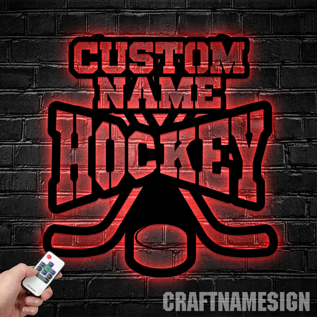 Personalized Hockey Metal Sign,led Hockey Stick Metal Wall Art,custom ...