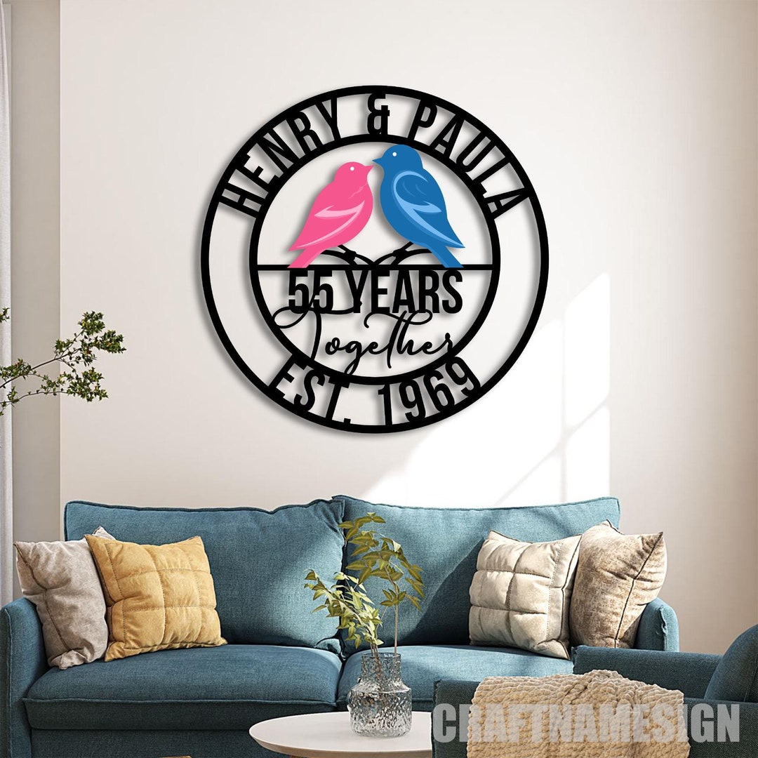 Custom 55 Years Together Metal Sign, 55th Wedding Anniversary Metal ...
