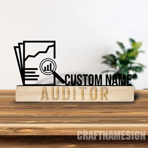 Custom Wooden Auditor Desk Name Plate, Auditor Metal Nameplate for Desk ...