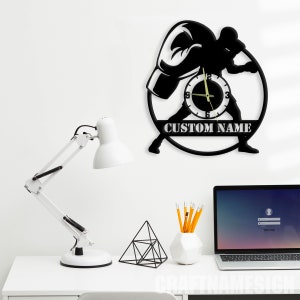 Custom Boxing Player Large Wall Clock, Wall Clock Unique for Home Decor ...