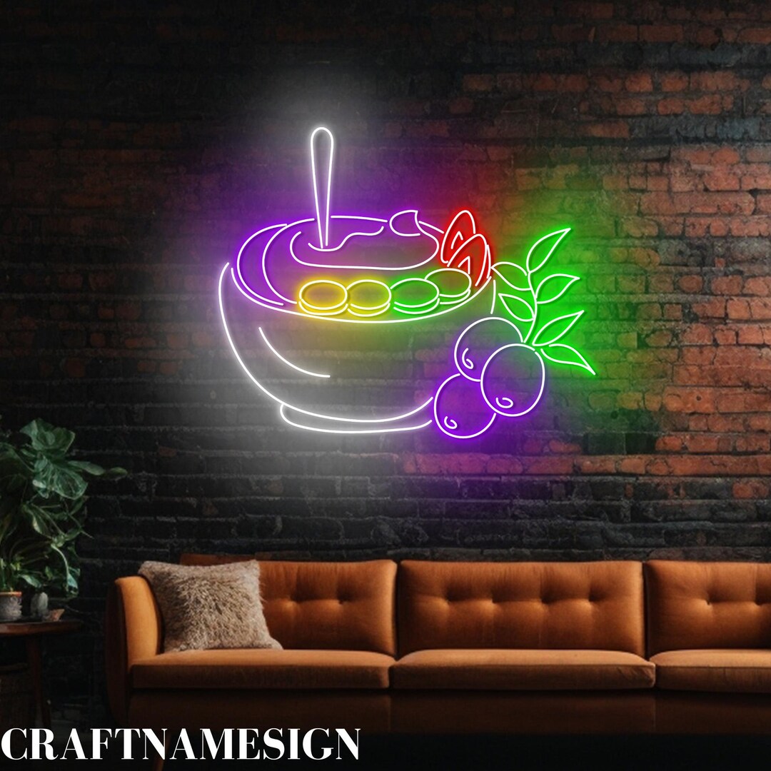 Acai Neon Led Sign, Healthy Fruit Acai Bowl Led Sign, Custom Neon Sign ...