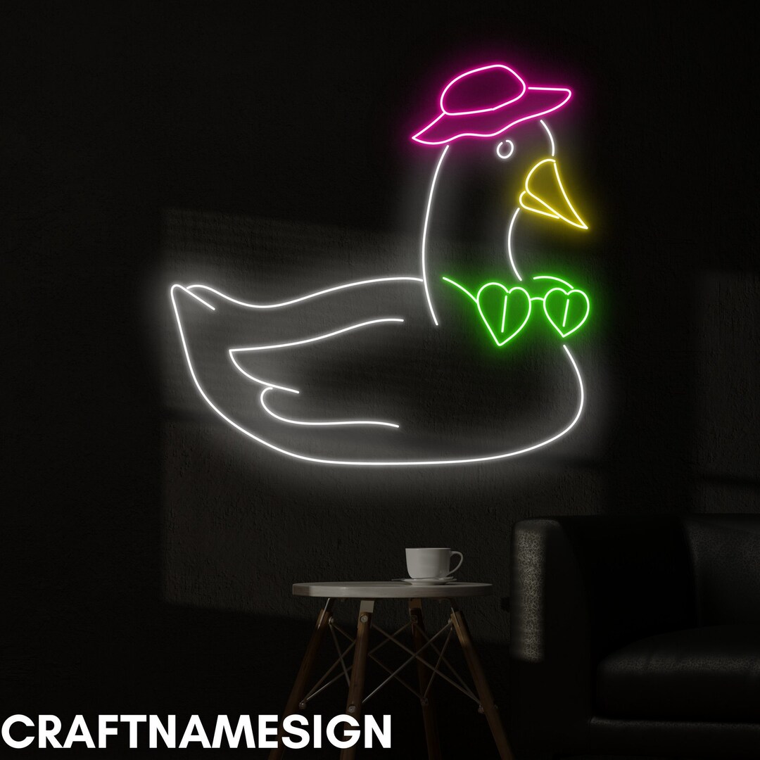 Cute Duck Neon Sign, Cute Duck Led Sign, Custom Neon Sign, Glasses ...