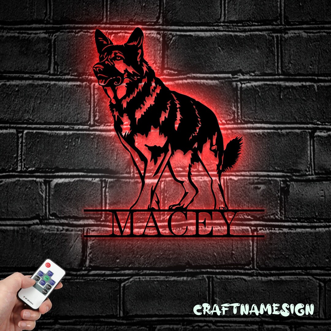 Custom German Shepherd Metal Wall Art LED Light - Personalized Dog ...