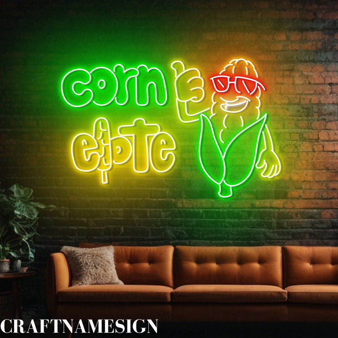 Corn Elote Neon Sign, Open Elote Fast Food Restaurant Wall Decor Led ...