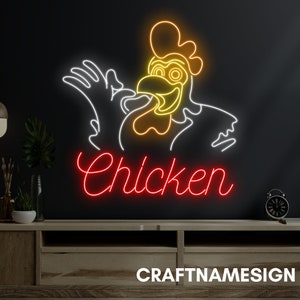 Cute Chicken Neon Sign, Fried Chicken Led Sign, Custom Neon Sign, Fried ...