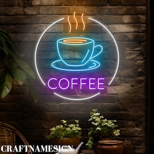 Cafeteria Neon Sign, Coffee Shop Open Led Sign, Custom Neon Led Sign ...