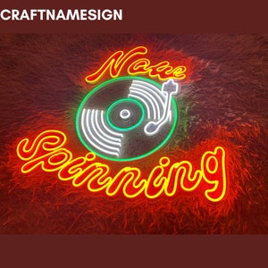 Now Spinning Neon Sign, Vinyl Record Led Sign, Custom Neon Sign, Record ...