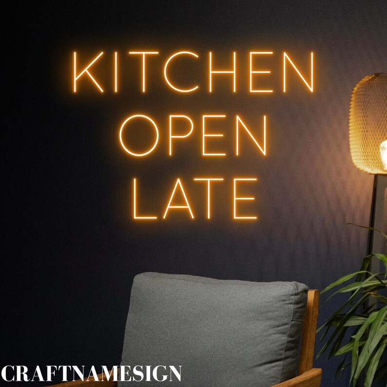 Kitchen Open Late Neon Sign, Restaurant Kitchen Led Sign, Custom Neon ...