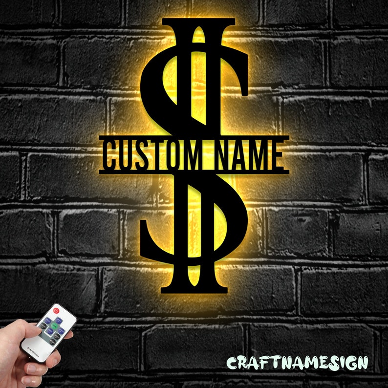 Custom Dollar Money Symbol Metal Wall Art Led Light - Etsy