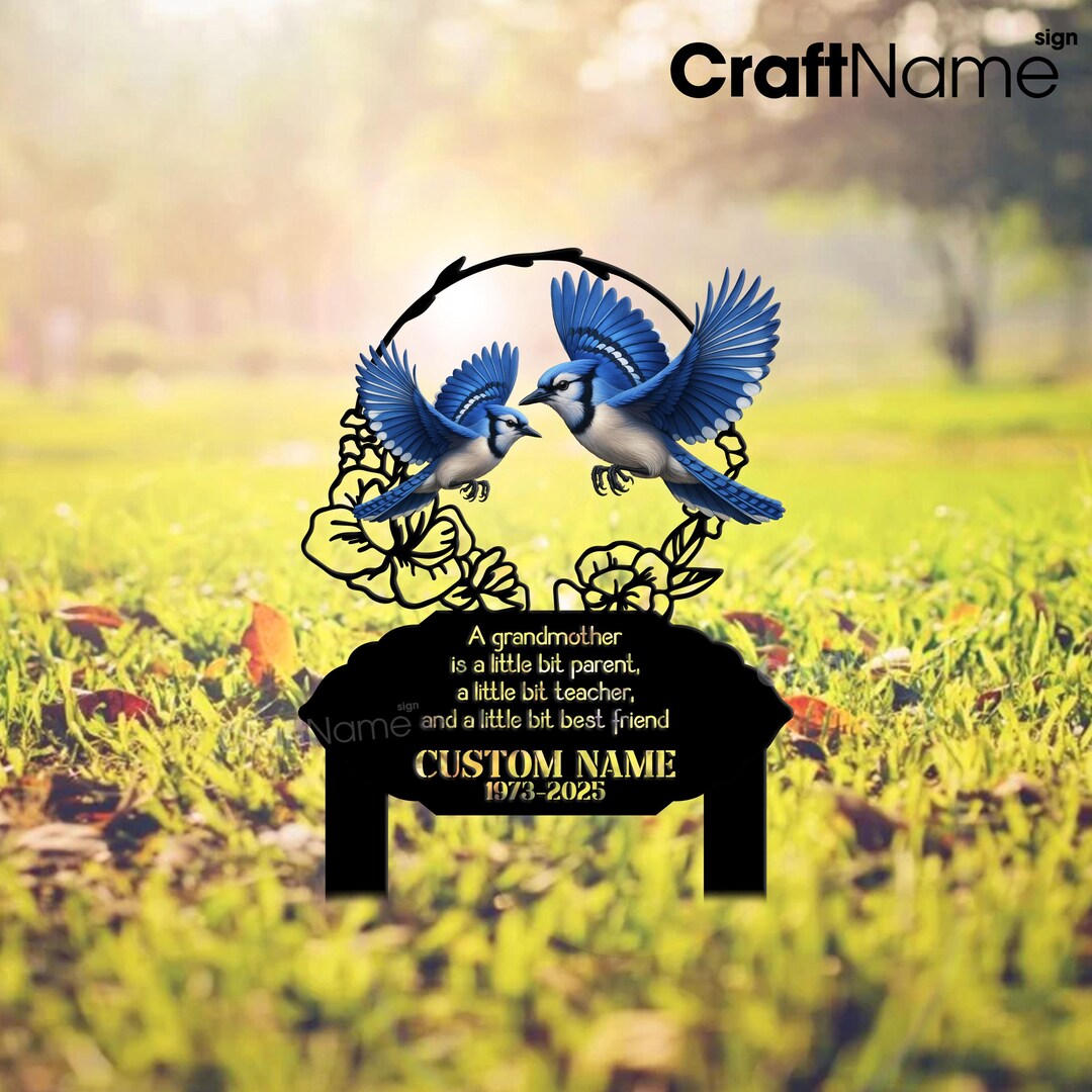 Custom Blue Jay Bird Grave Marker, Memorial Garden Stake, Memorial ...