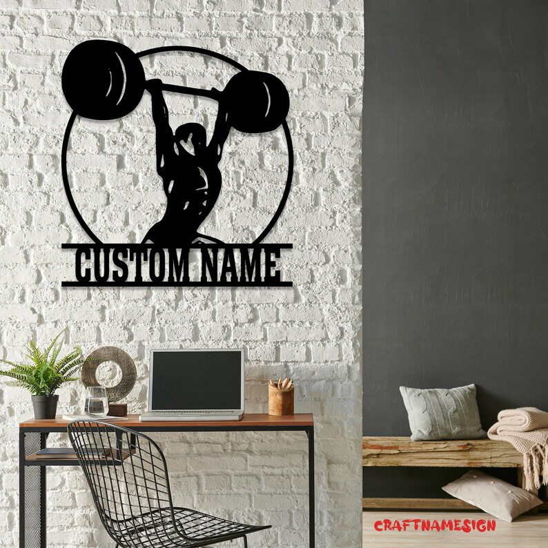 Custom Powerlifting Workout Metal Wall Art LED Light - Personalized ...