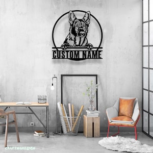 Custom GSD German Shepherd Metal Wall Art LED Light - Personalized Dog ...