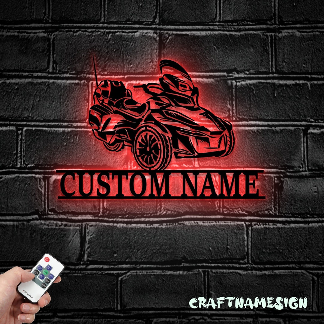 Custom Spyder Metal Wall Art LED Lights Personalized Dirt Bike Name ...