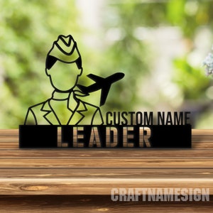 Custom Wooden Flight Attendant Desk Name Plate, Airplane Metal ...
