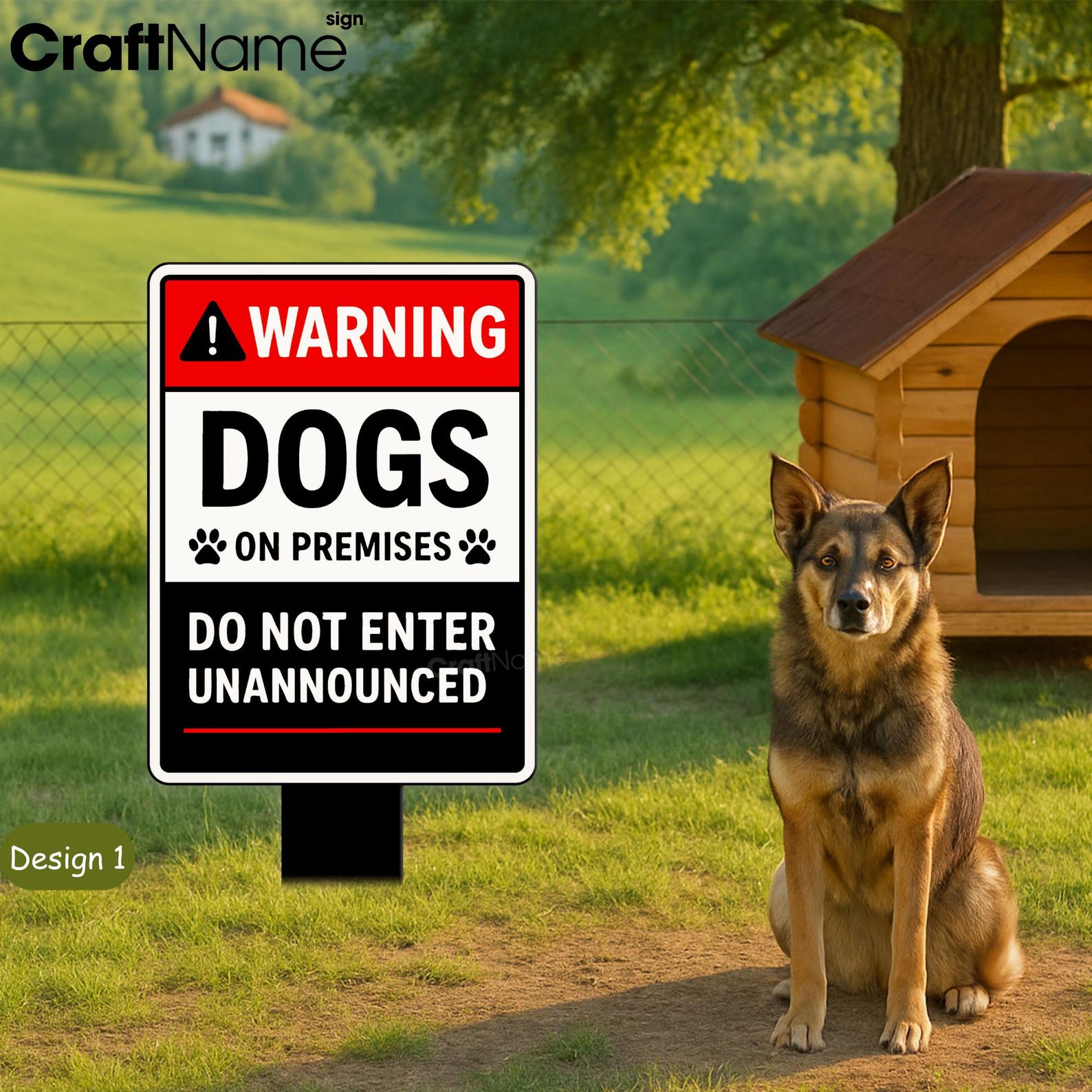 Custom Dog Warning Metal Yard Stake, Garden Stake, Dog on Site, Plaque ...