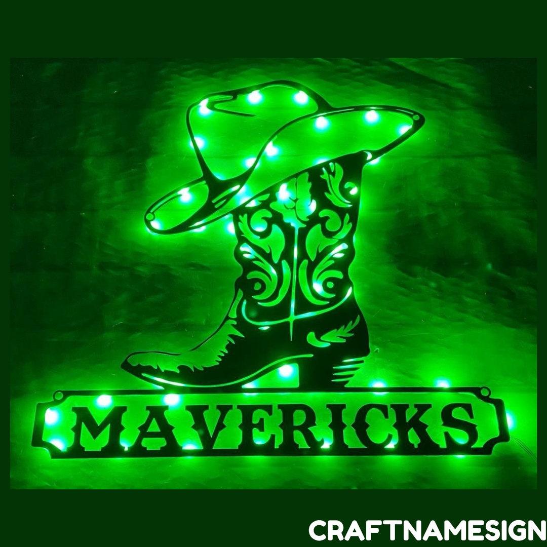 Custom Cowboy Boots Hat Metal Sign, Cowboy Boots Led Sign, Personalized ...