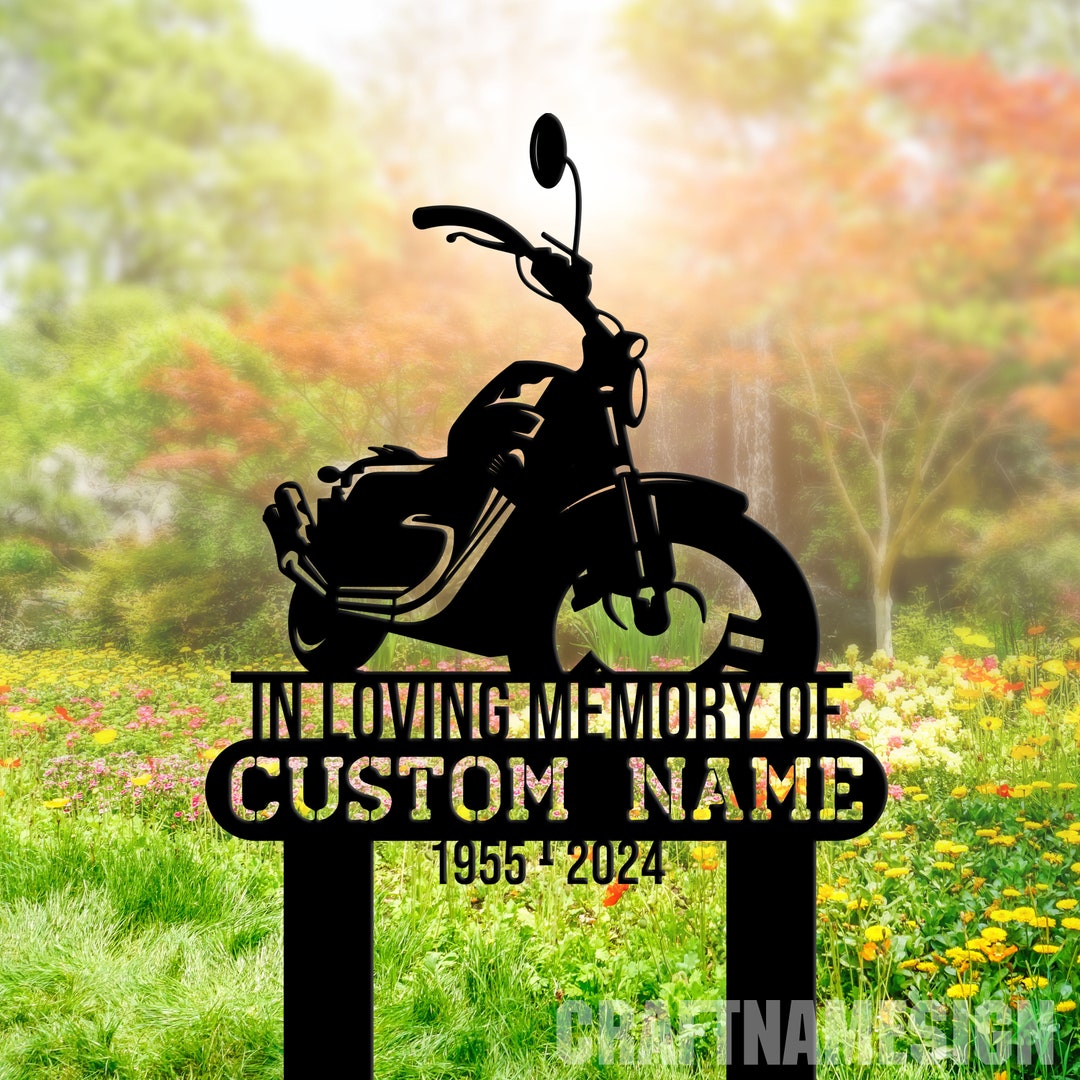 Custom Biker Motorcycle Rider Memorial Stake, Personalized Garden ...