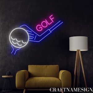 Golf Ball Club Neon Sign, Golfing Led Light Sign, Custom Neon Sign ...
