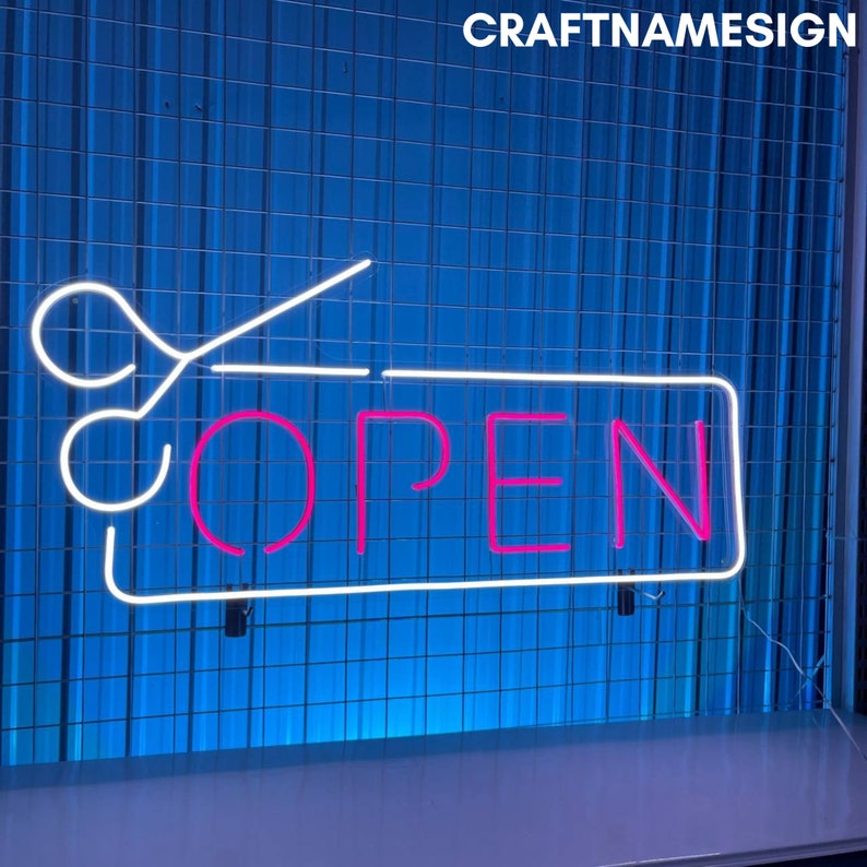 Open Hair Salon Neon Sign, Grand Opening Hair Salon Barber Shop Led ...