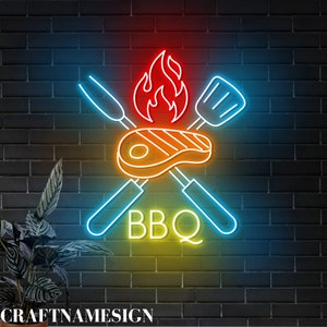 Beef Pork BBQ Neon Led Sign, Custom Neon Lights, BBQ Party Restaurant ...