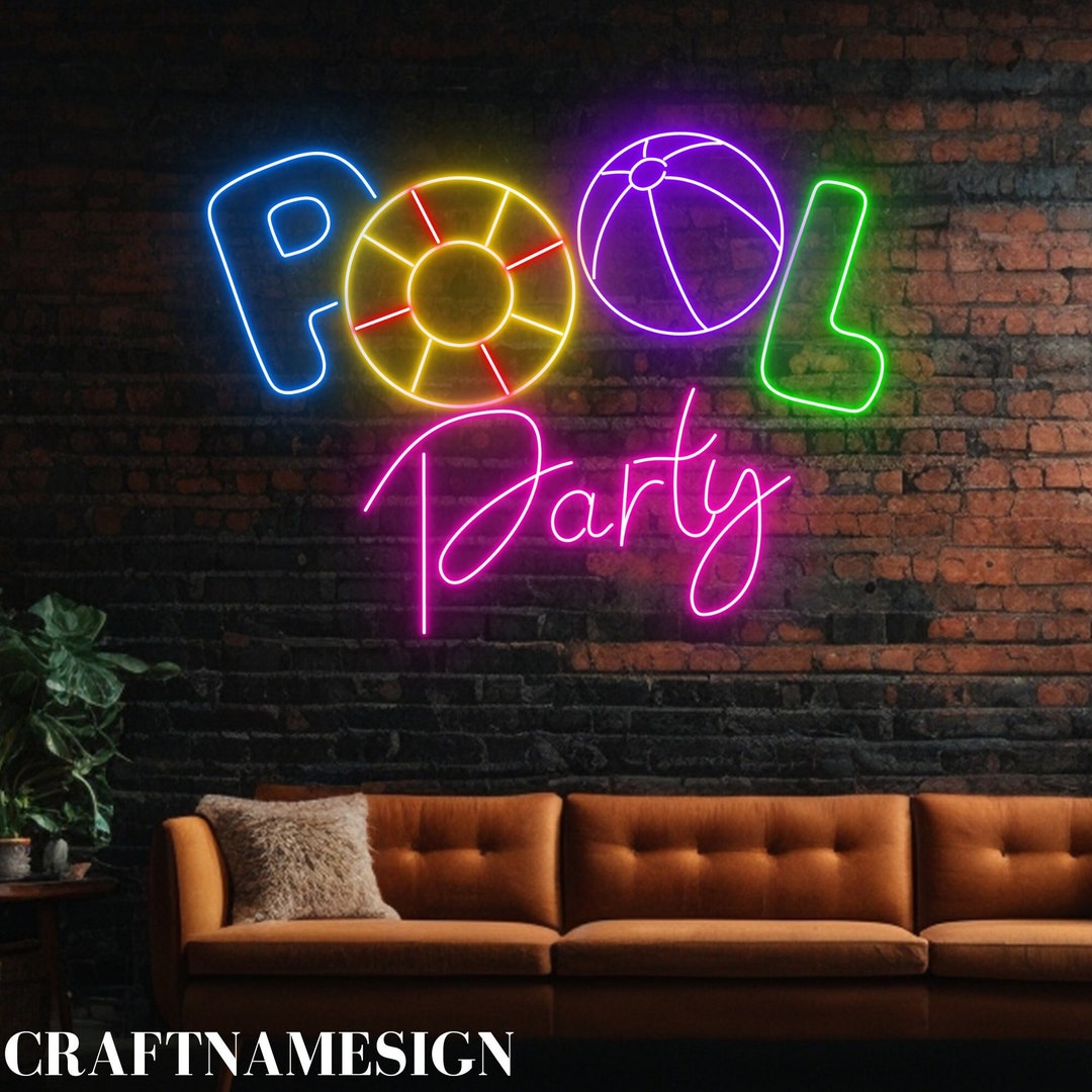 Pool Party Neon Sign, Summer Pool Party Led Sign, Custom Neon Sign ...