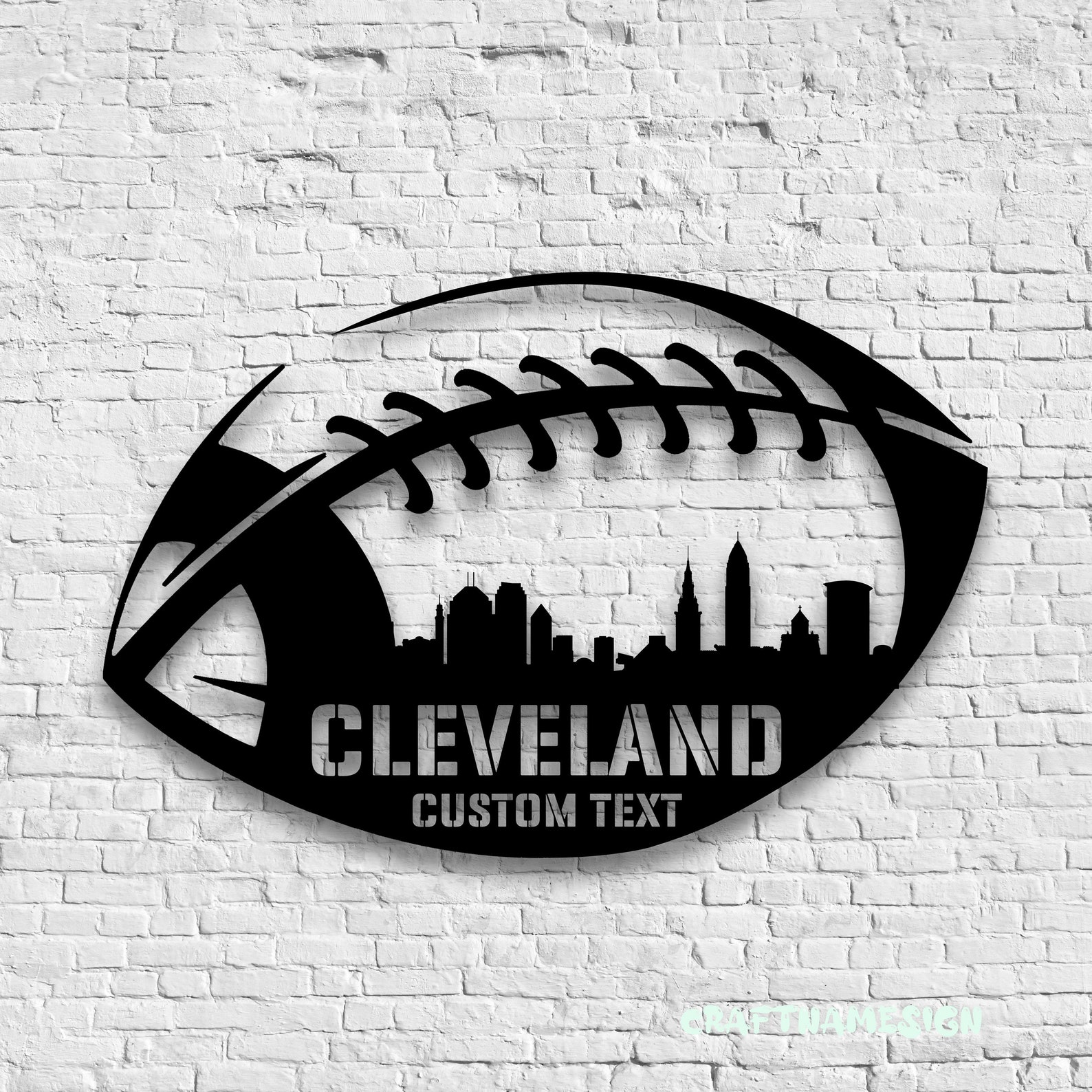 Custom Cleveland Skyline American Football Metal Wall Art LED Light ...
