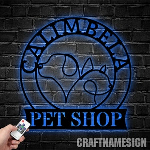 Personalized Pet Shop Sign Custom Logo Name Plaque Metal Wall Art Decor ...