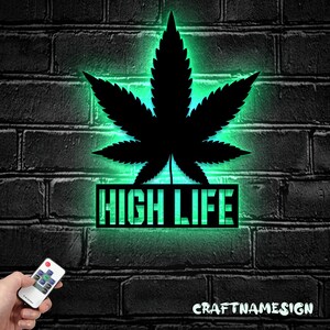 Custom Weed Metal Wall Art LED Light - Personalized Weed Leaf Name Sign ...