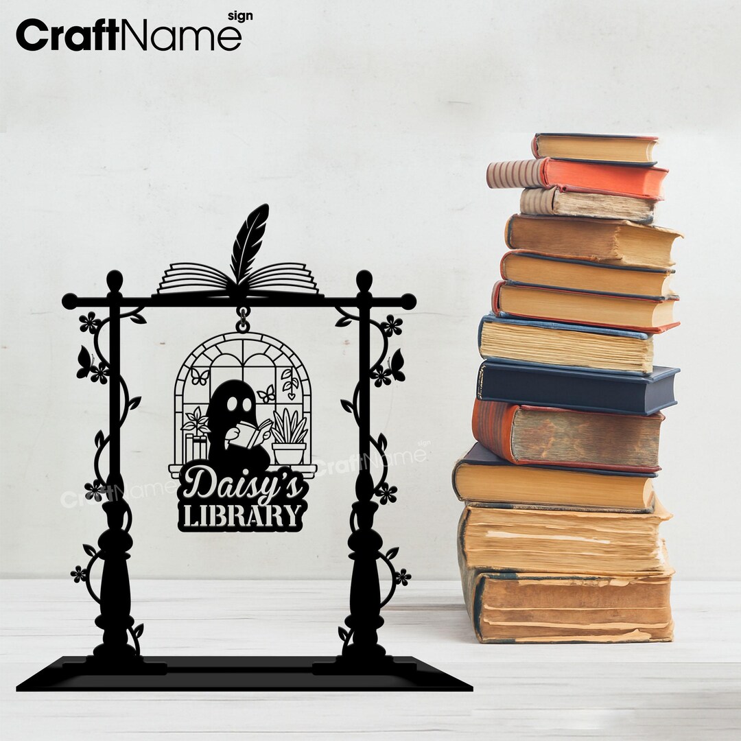Custom Reading Book Signpost Metal Art With Ghost Design, Mini Signpost ...
