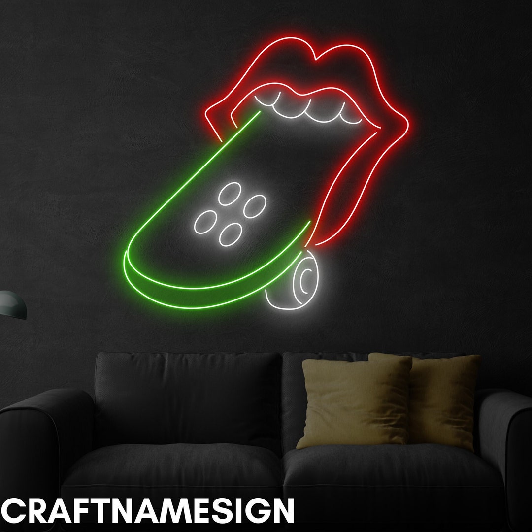 Mouth Skateboard Neon Sign, Mouth Skateboard Led Sign, Custom Neon Sign ...