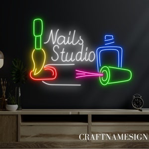 Nails Studio Neon Sign, Nails Salon Led Sign, Custom Neon Sign, Nail ...