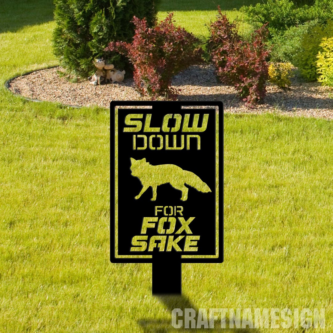 Personalized Fox Crossing Metal Garden Sign With Stakes, Fox Garden ...