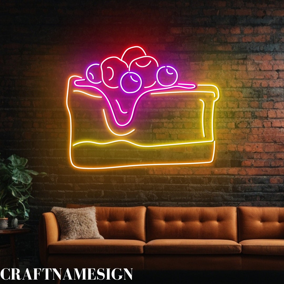 Rasberry Cheesecake Dessert Neon Sign, Cheesecake Led Sign, Custom Neon ...